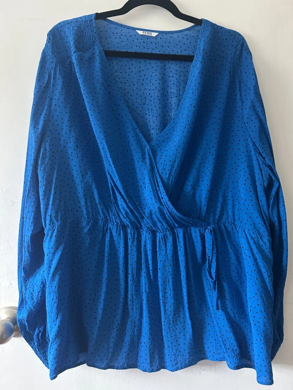 Penningtons | Tops | Penningtons Royal Blue Polka Dot Wrapfront Blouse ...